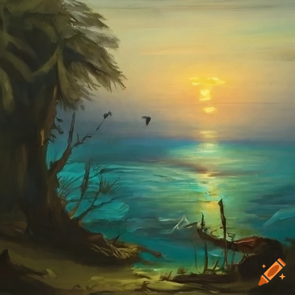 Painting of an island on Craiyon