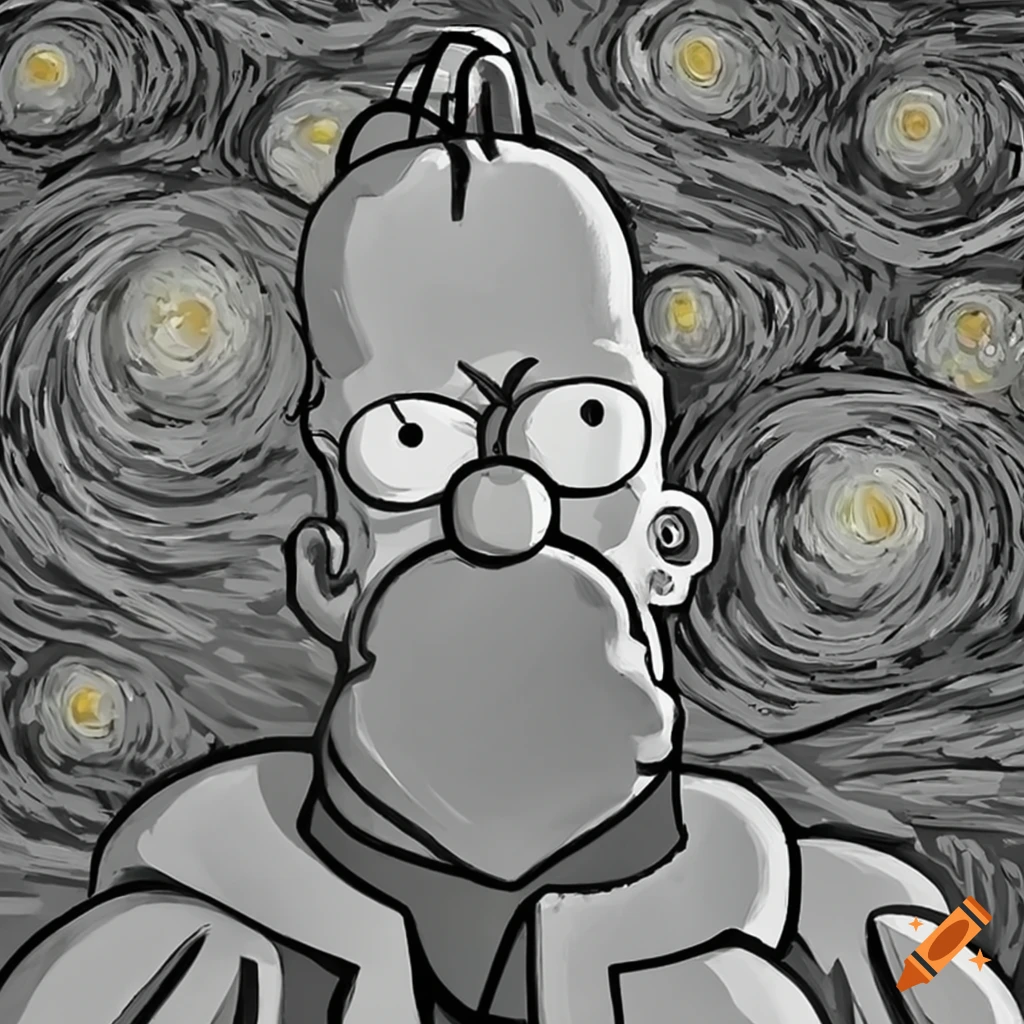 Homer simpson under a starry night sky on Craiyon