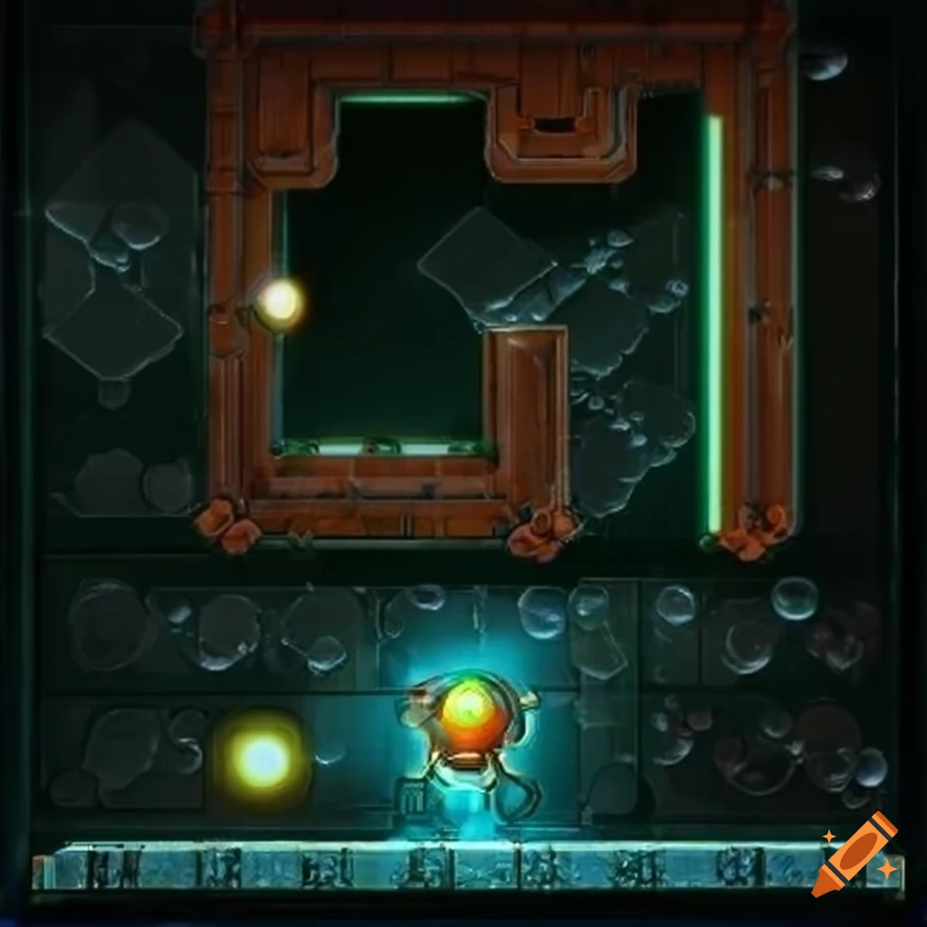 2d platform tiles in a hanging glass bubble in a metroid game