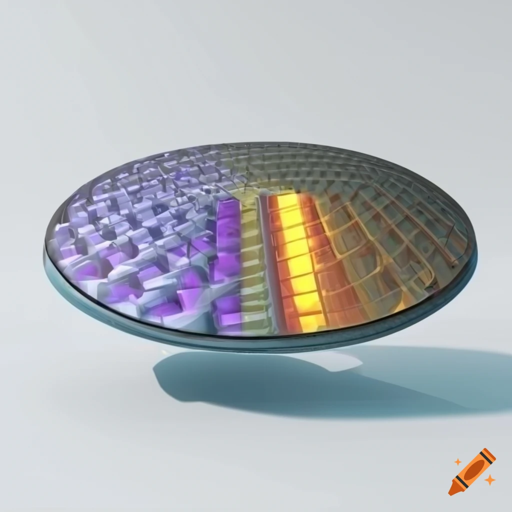 Superconducting silicon wafer on white background