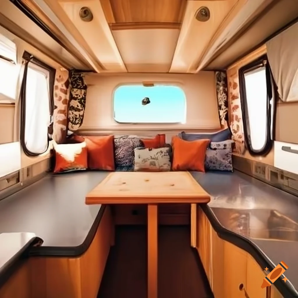 Luxurious interior of a caravan on Craiyon