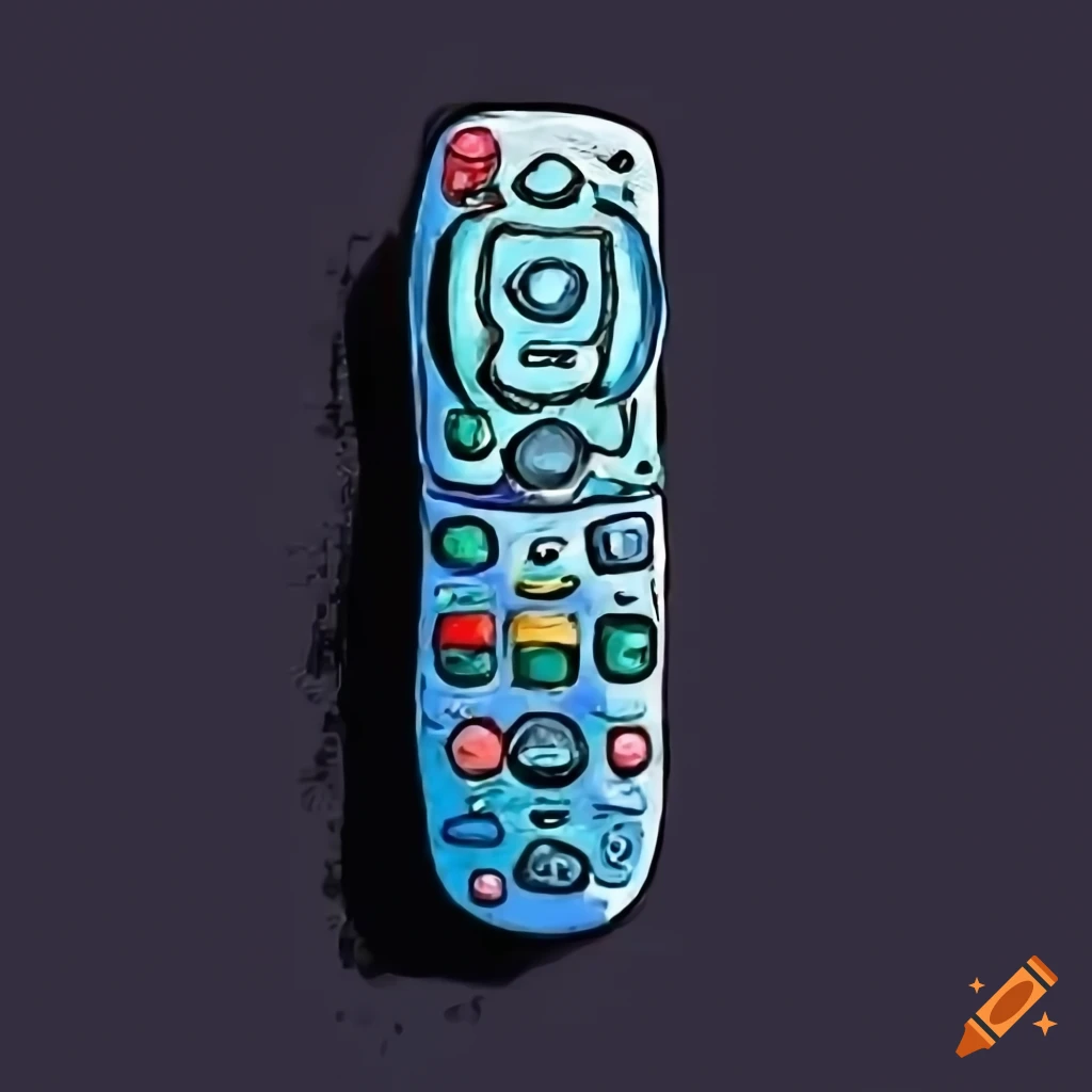 Black background with cartoon remote