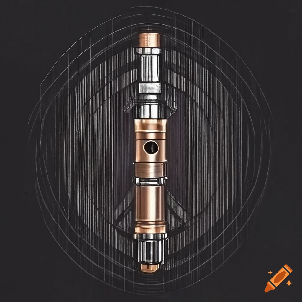 Geometric art of black and bronze lightsaber hilts on Craiyon