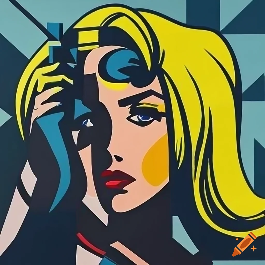 Pop art collage of gothic figure by roy lichtenstein