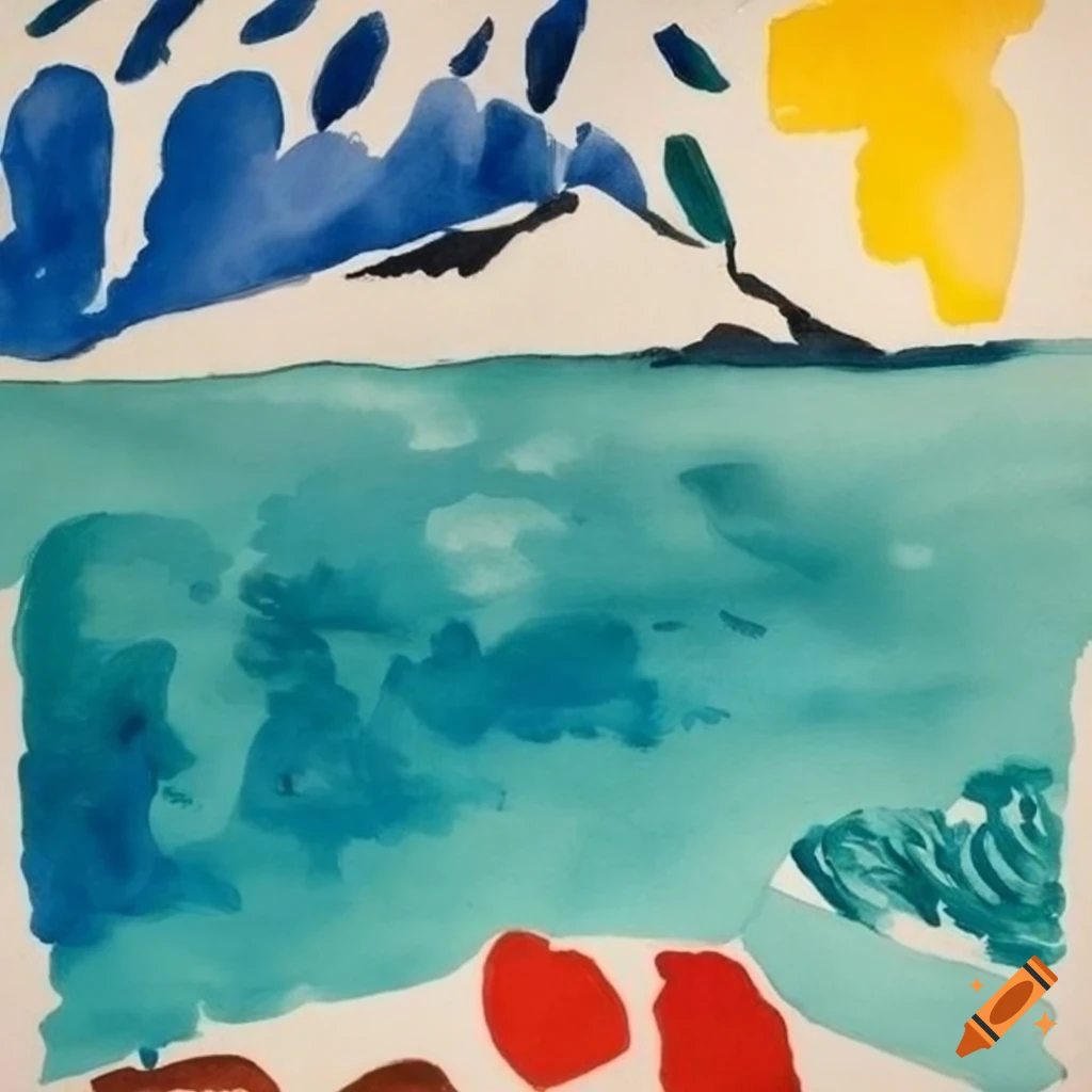 Henri matisse ink painting of mountains and water on Craiyon