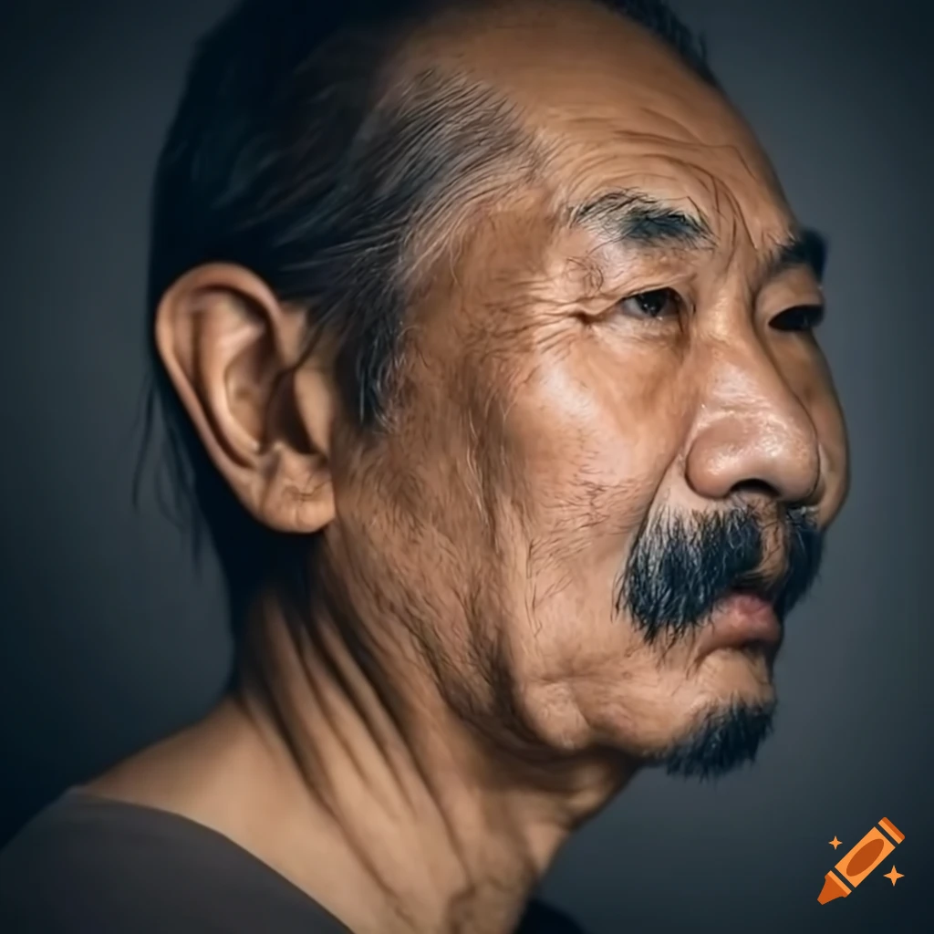 Side view of an asian man with a goatee