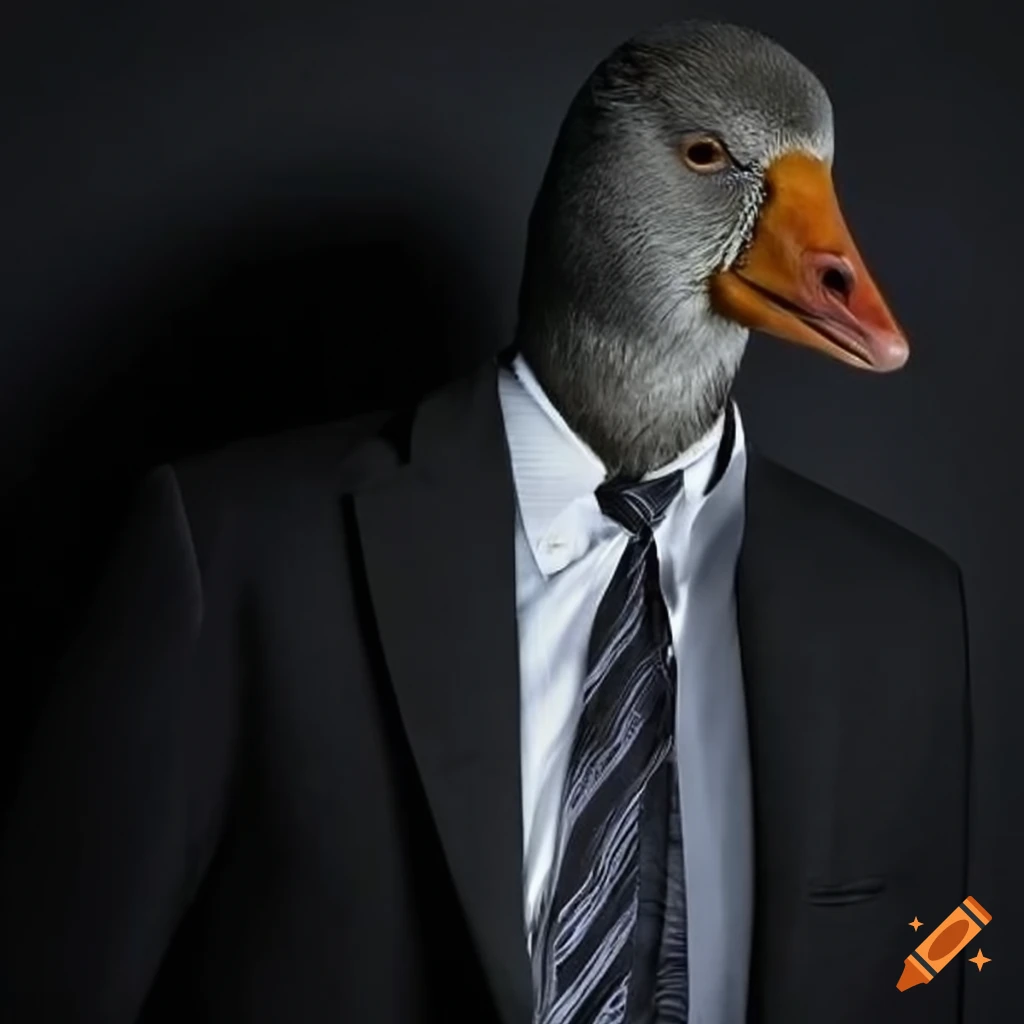 Funny image of a goose in a business suit on Craiyon