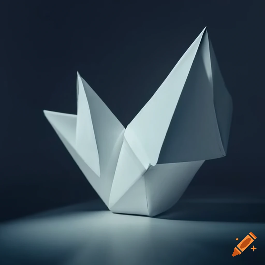 Impressive white origami structure with captivating lighting