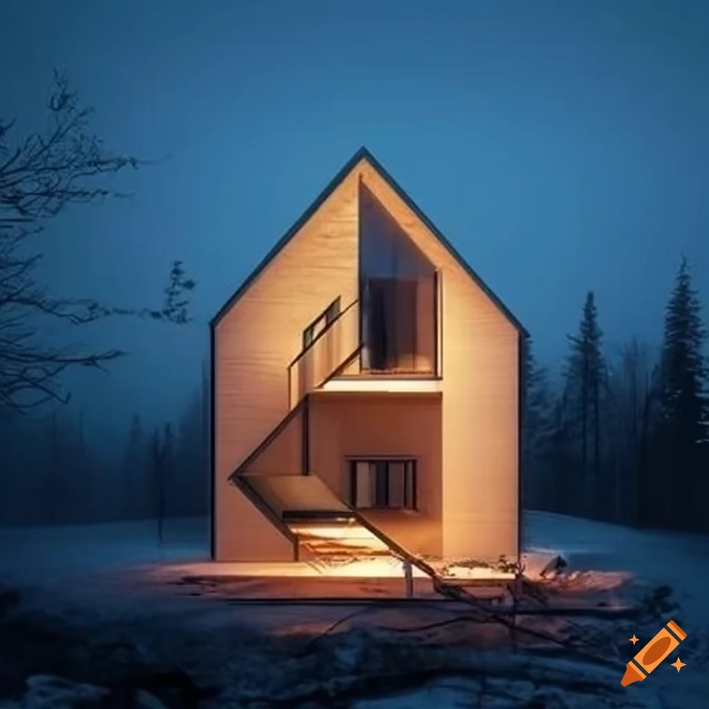 Minimalist nordic tower cabin architecture on Craiyon