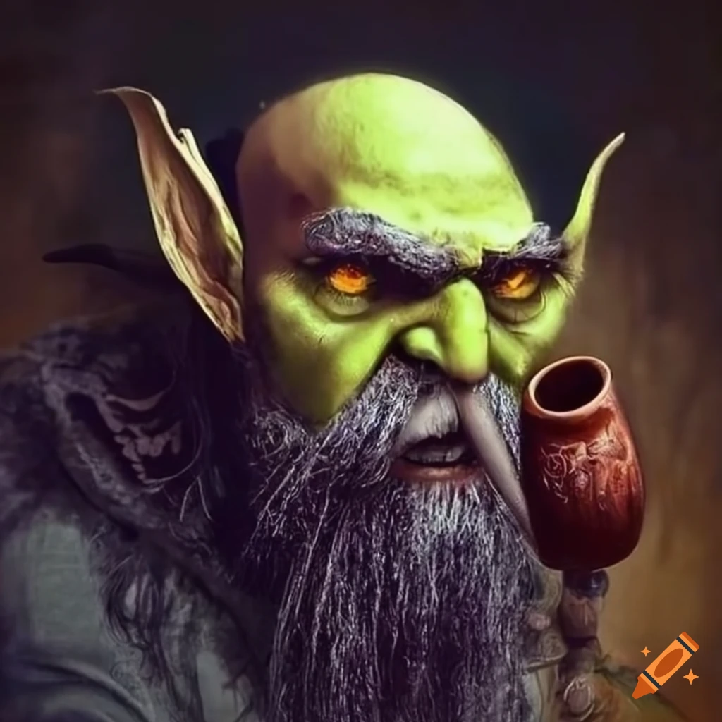 Illustration of a goblin with long beard and glasses on Craiyon