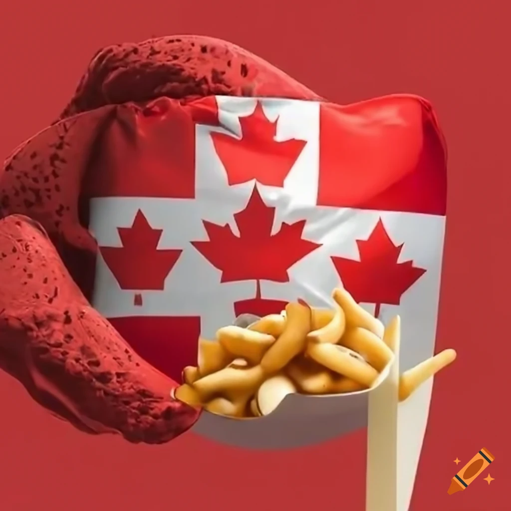 Canadian flag with perogies and poutine on Craiyon