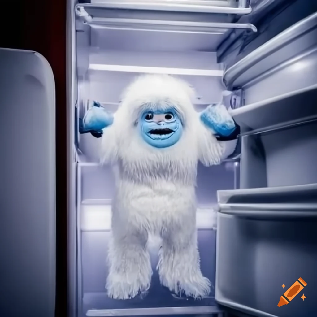 Funny yeti inside a fridge on Craiyon