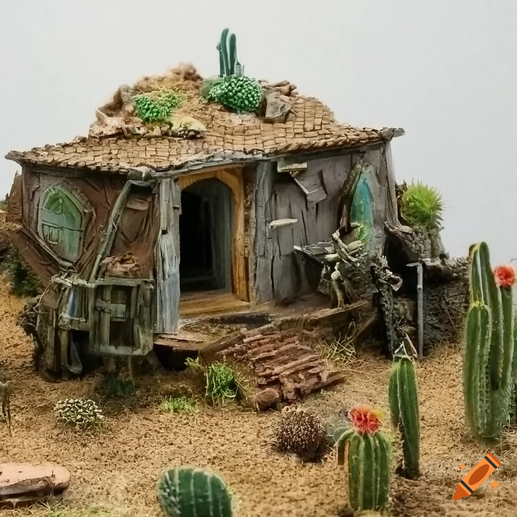 Photo of a post apocalyptic hobbit house in a desert on Craiyon