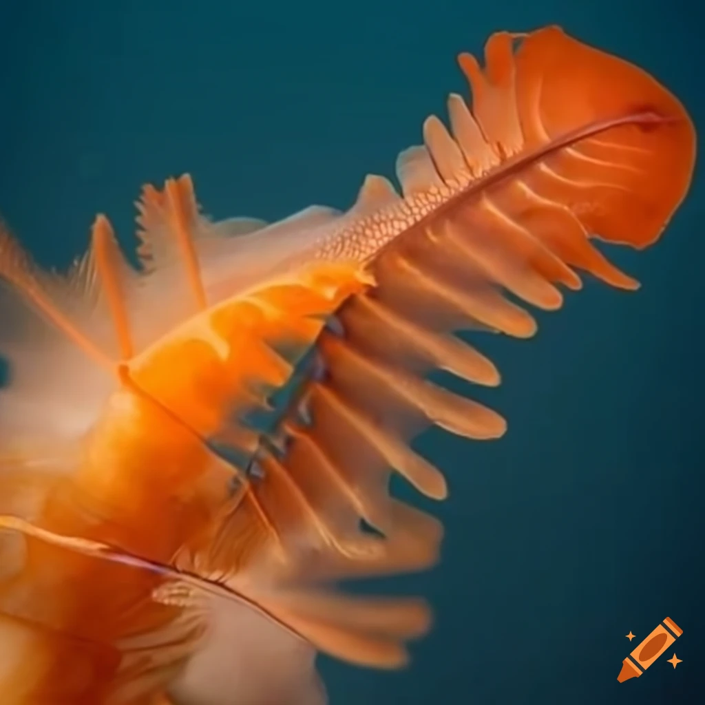 Unique marine creature with orange feather-like appendages