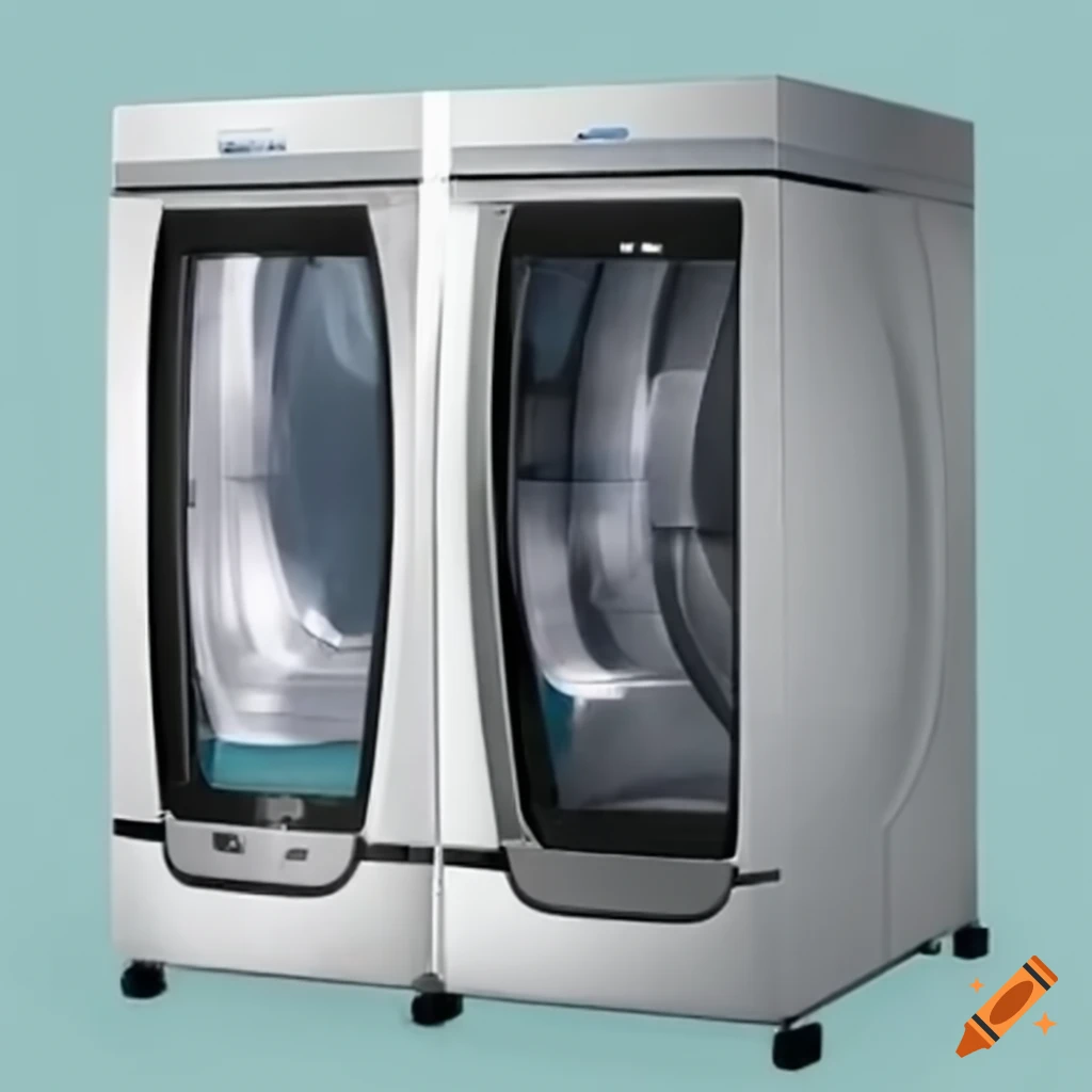 Futuristic laundry machines operated by robots on Craiyon