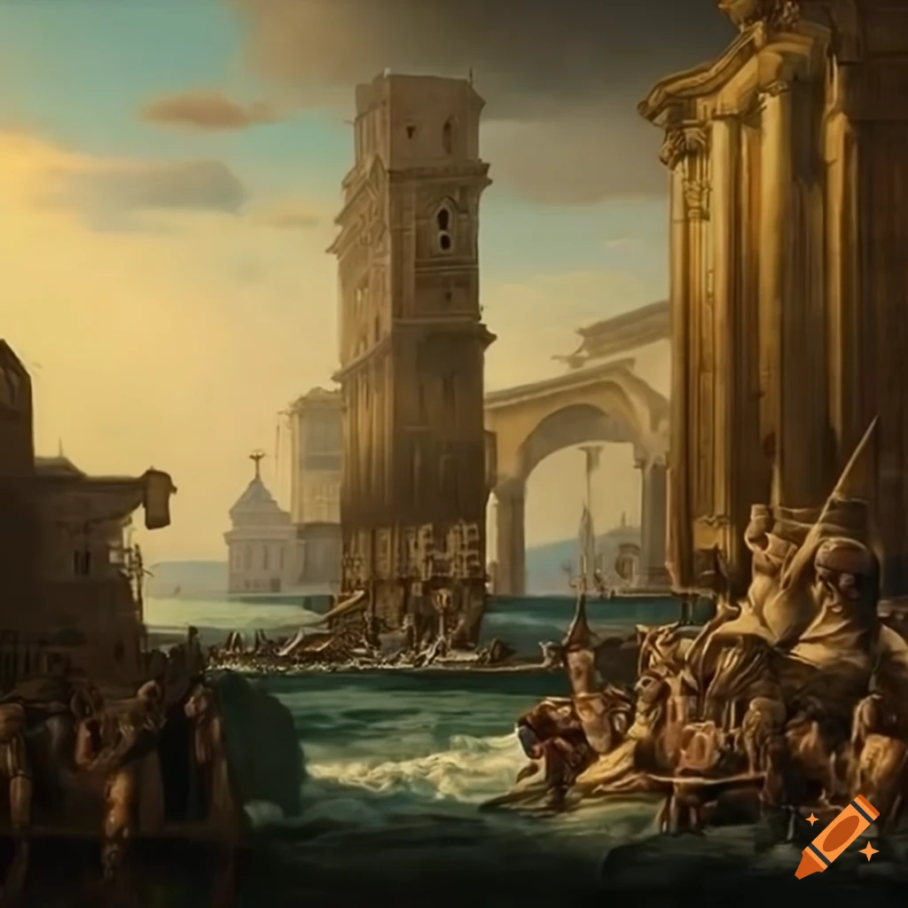 Classical painting of atlantis at its prime