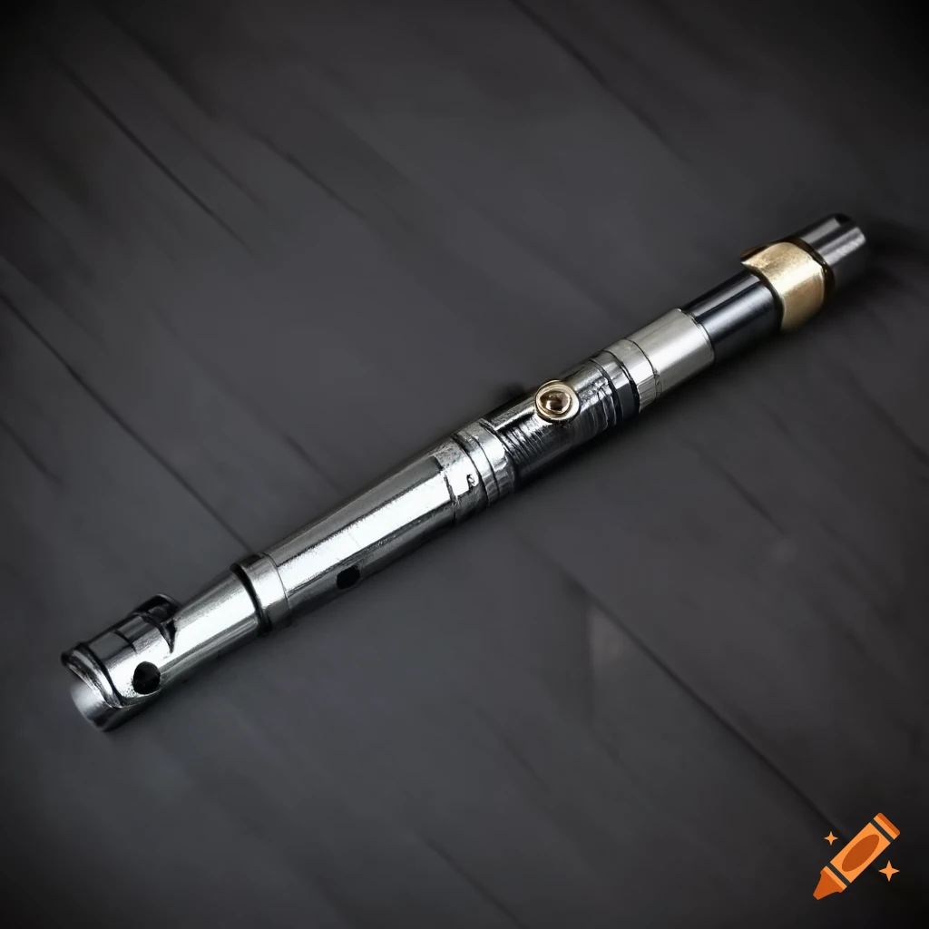 Detailed lightsaber hilt with black and bronze accents
