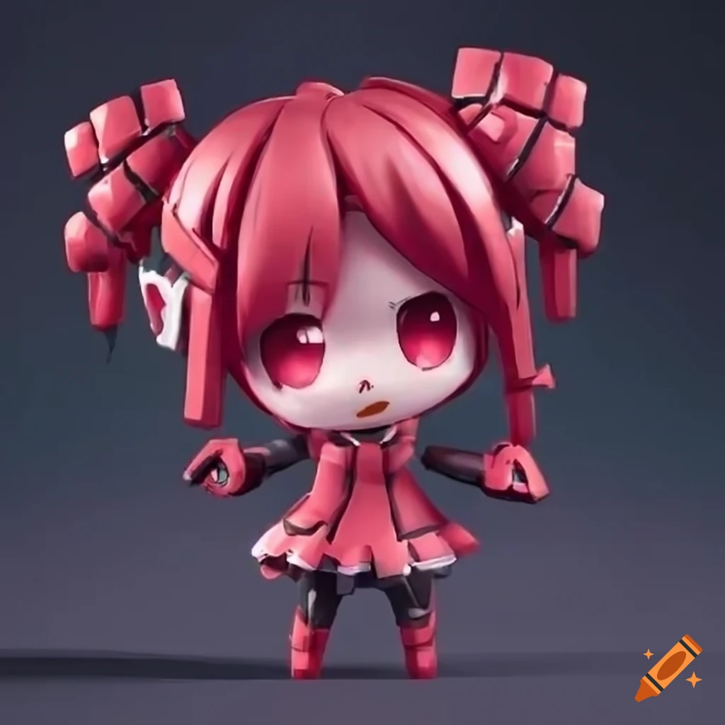 Artwork of teto kasane merged with a gundam robot