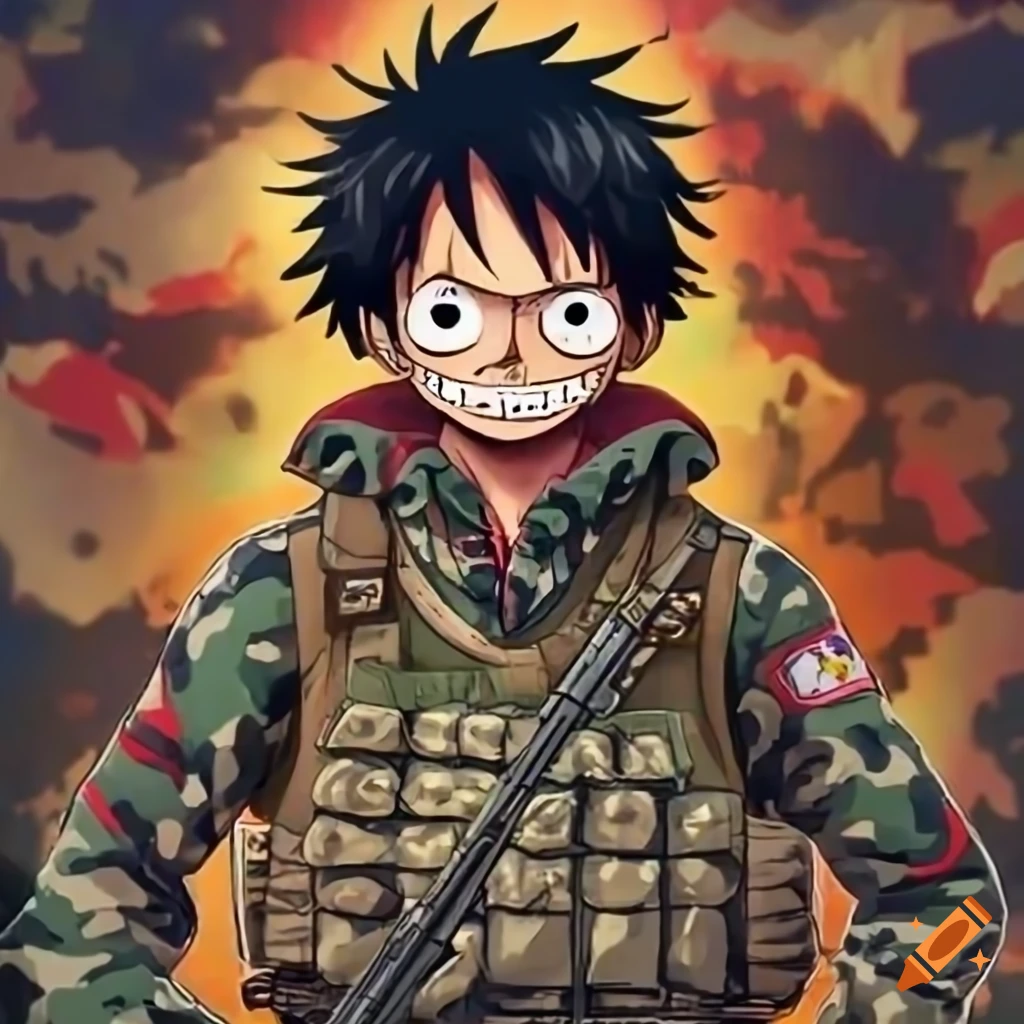 Cosplay of anime character luffy in military uniform on Craiyon