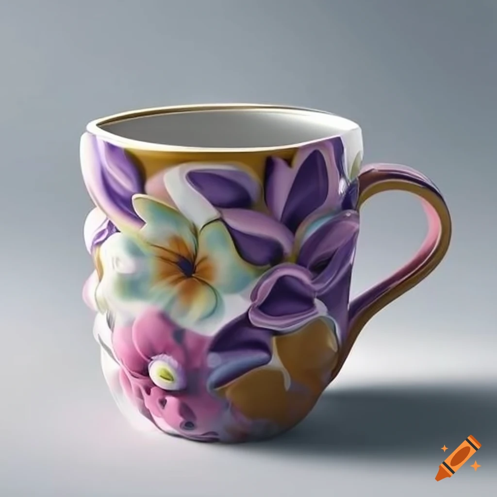 Floral pattern cup on Craiyon