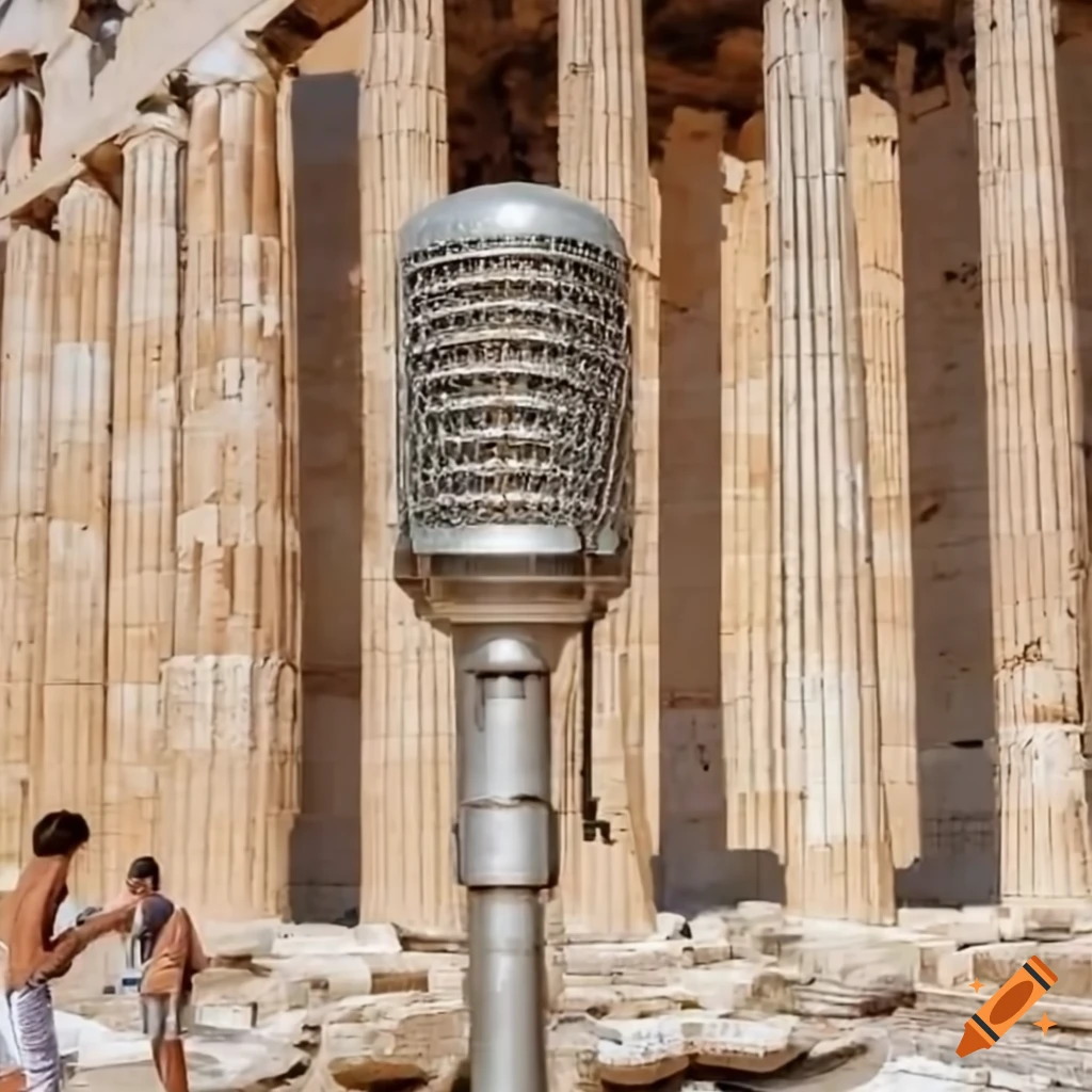 Giant microphone at the parthenon on Craiyon