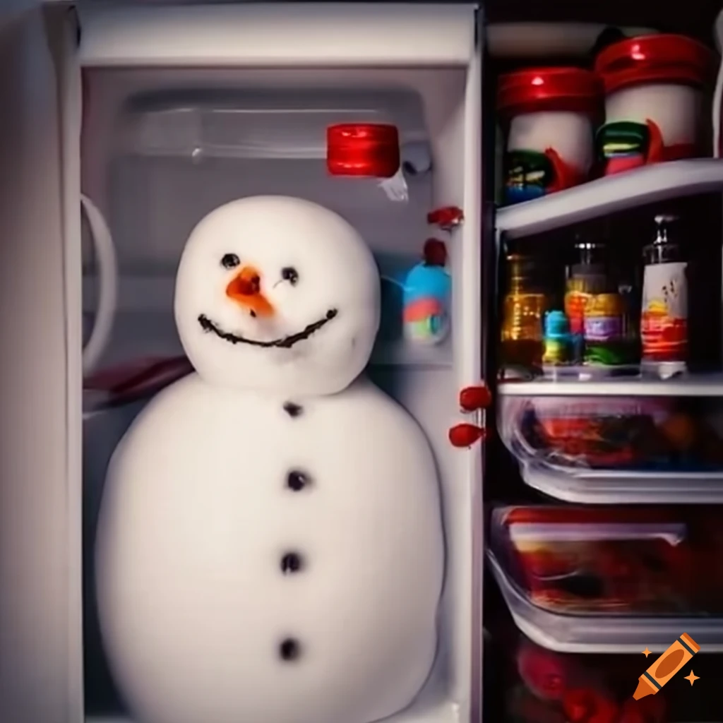 Snowman in a fridge