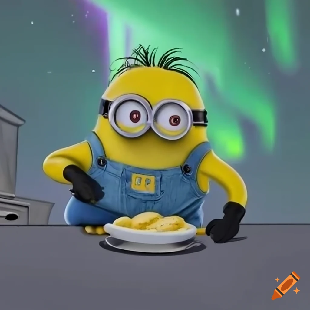 Minions and Simpsons enjoying steamed buns in the kitchen on Craiyon