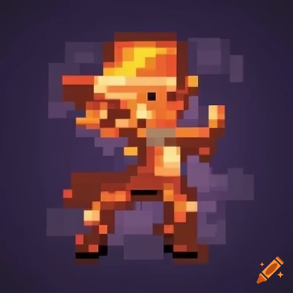 Pixelated art of a man battling an angel on Craiyon