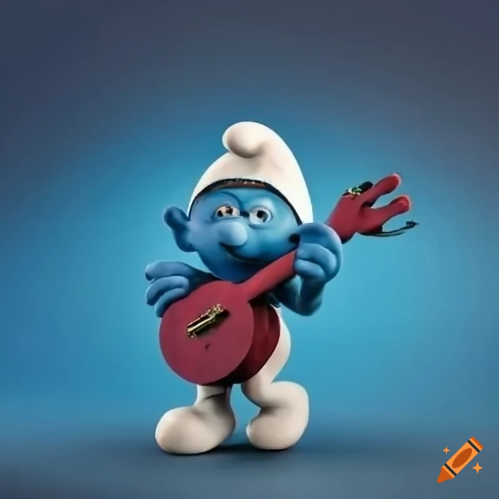 Smurf playing a giant guitar on Craiyon