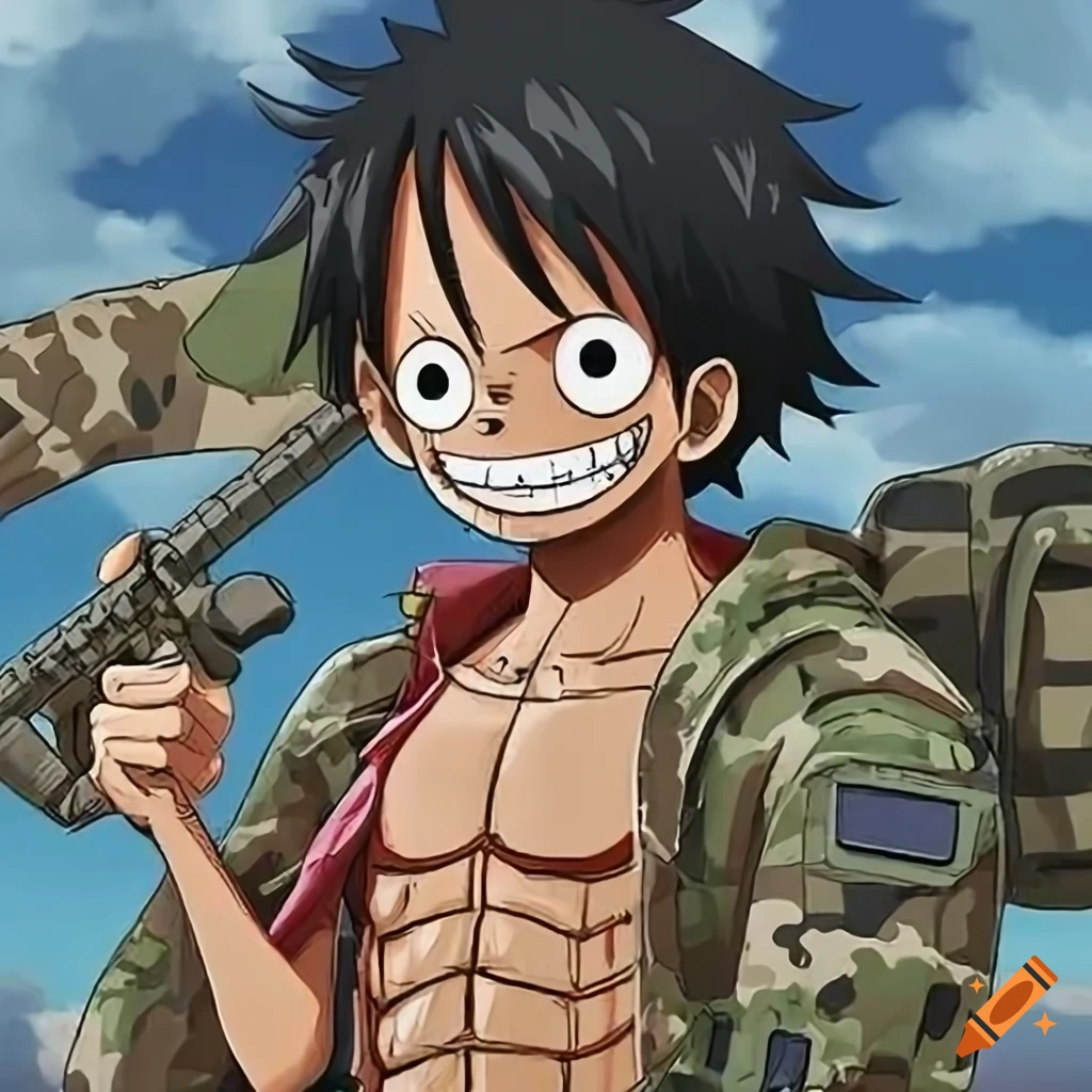 Cosplay of anime character luffy in military uniform on Craiyon