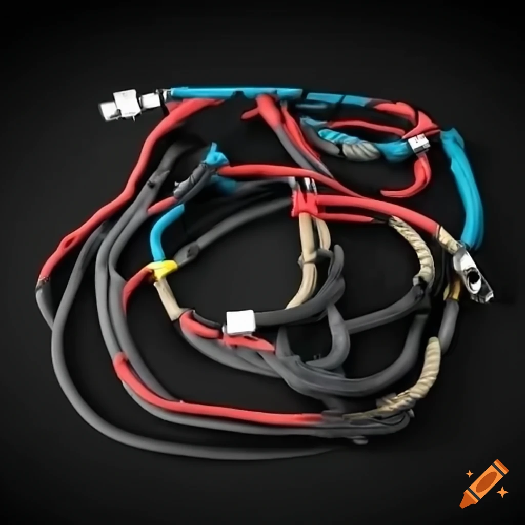 3D electrical wiring engine harness routing on Craiyon