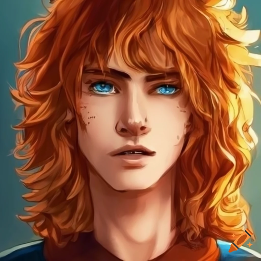 Character Description Of A Male With Golden Red Hair And Blue Eyes On Craiyon
