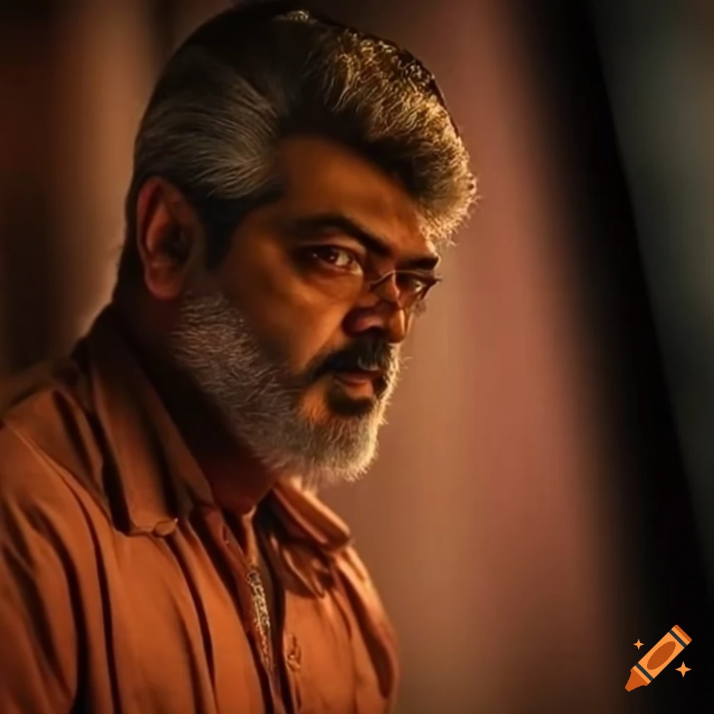 Ajith kumar holding a cartoonish maze with no eye glass on Craiyon