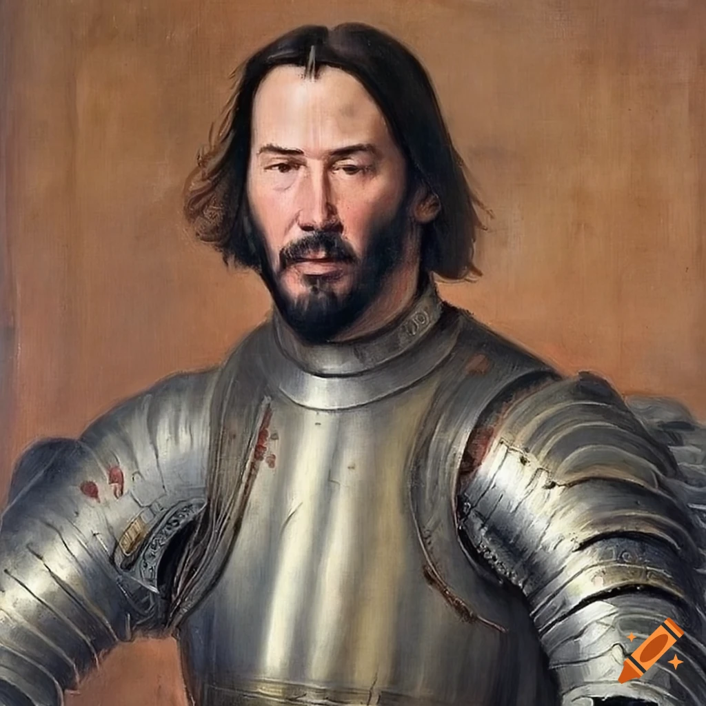 Oil painting of keanu reeves in plate armor on Craiyon