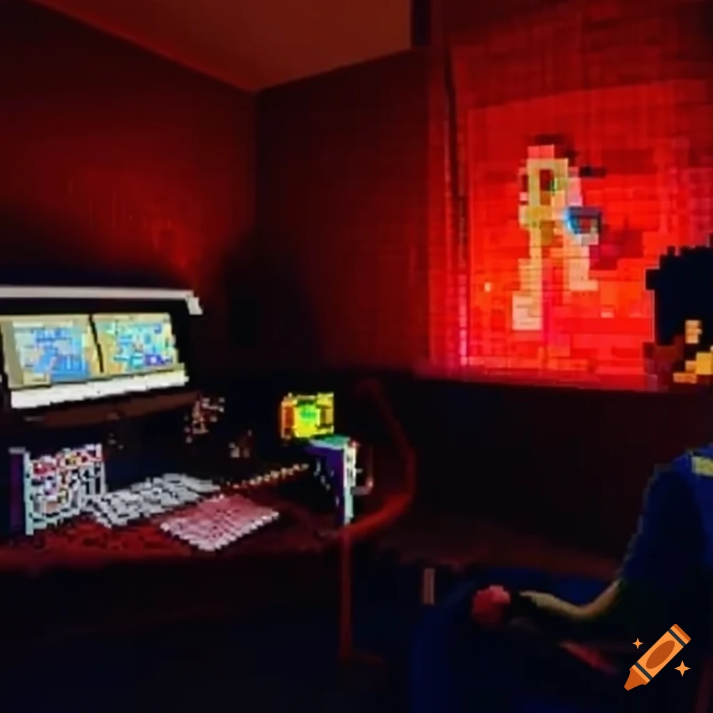 Retro pixel art with a gaming theme on Craiyon