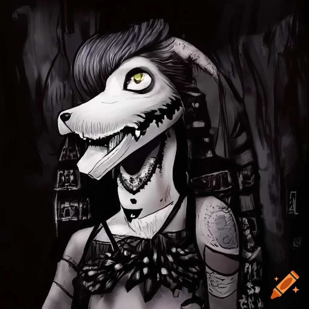 Goth furry art of emily the strange by jerzy tchorzewski on Craiyon