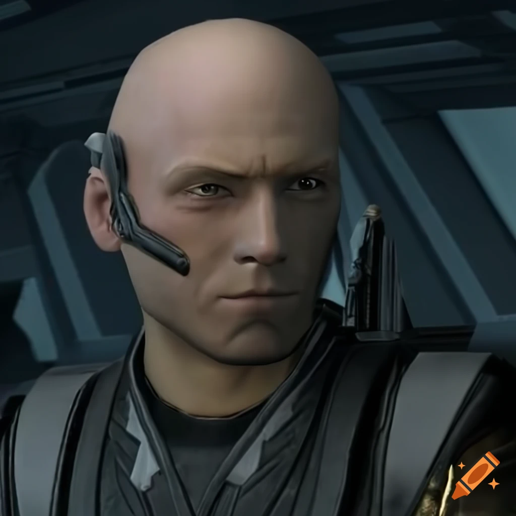 Legendary jedi knight in ancient ruins exuding power in golden-trimmed ...