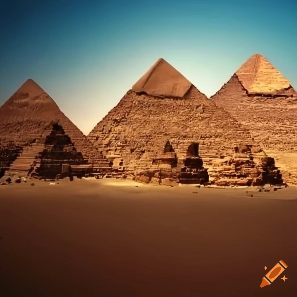 Man standing in front of the great pyramids on Craiyon