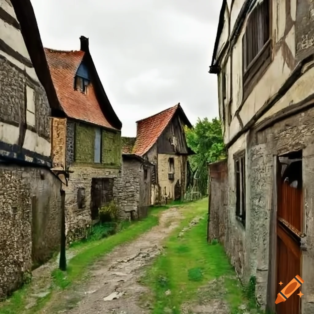 Quaint medieval village with a small port on Craiyon