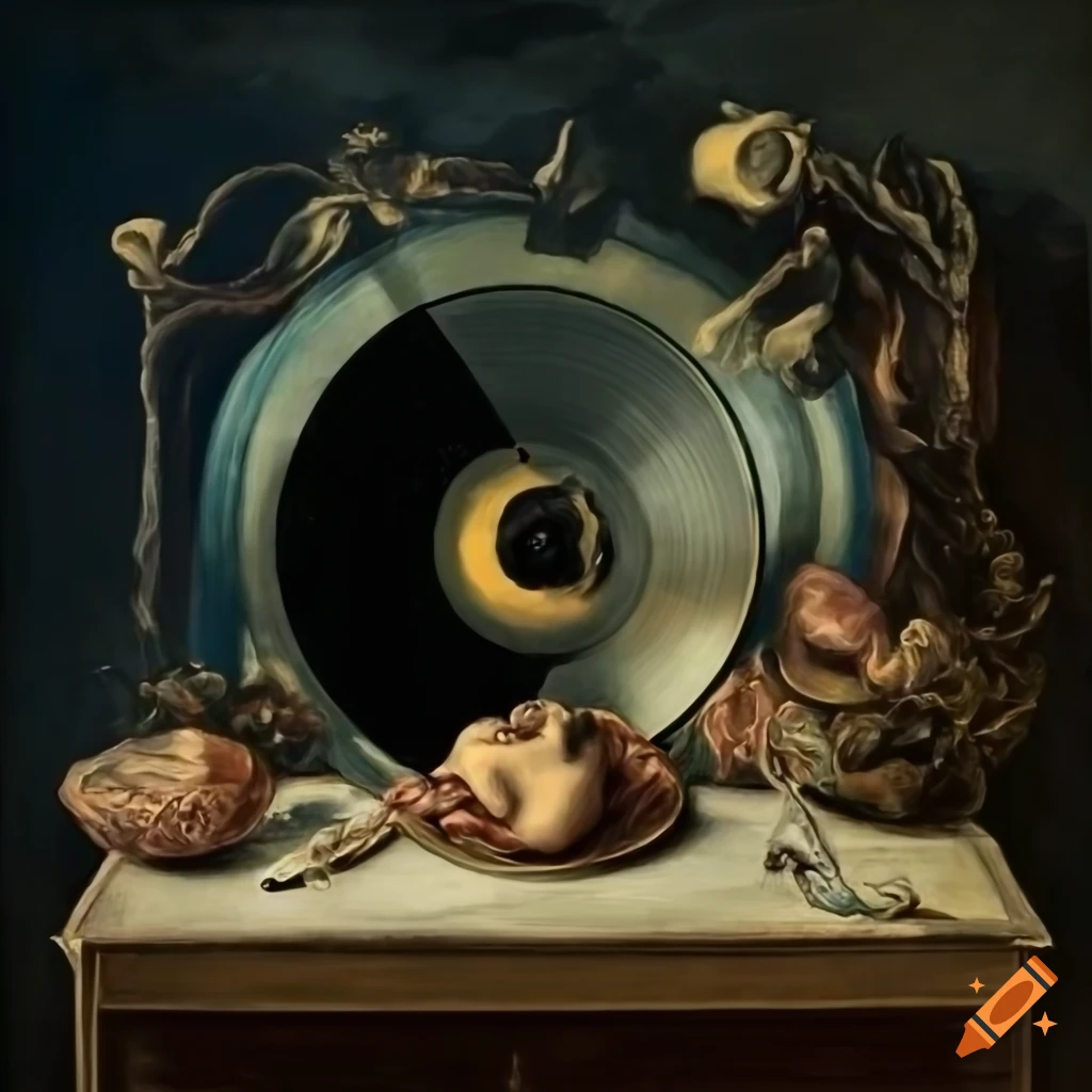 An shadowy and eerie abstract landscape and still life with aspects of ...