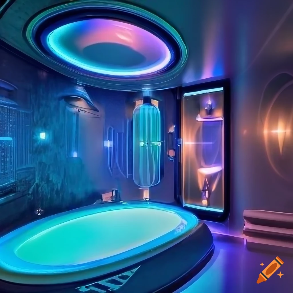 Futuristic bathroom in a cosmic utopia on Craiyon