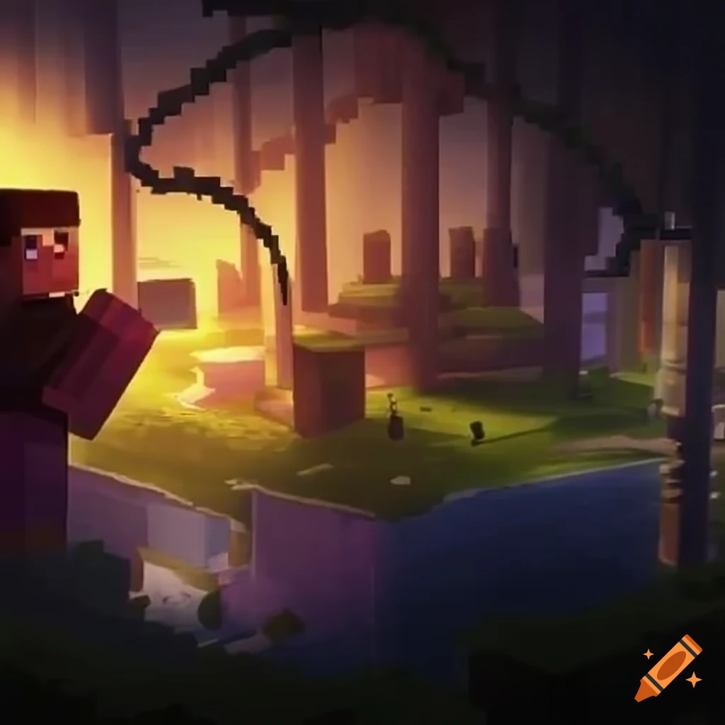 Vanilla minecraft game opening screen on Craiyon