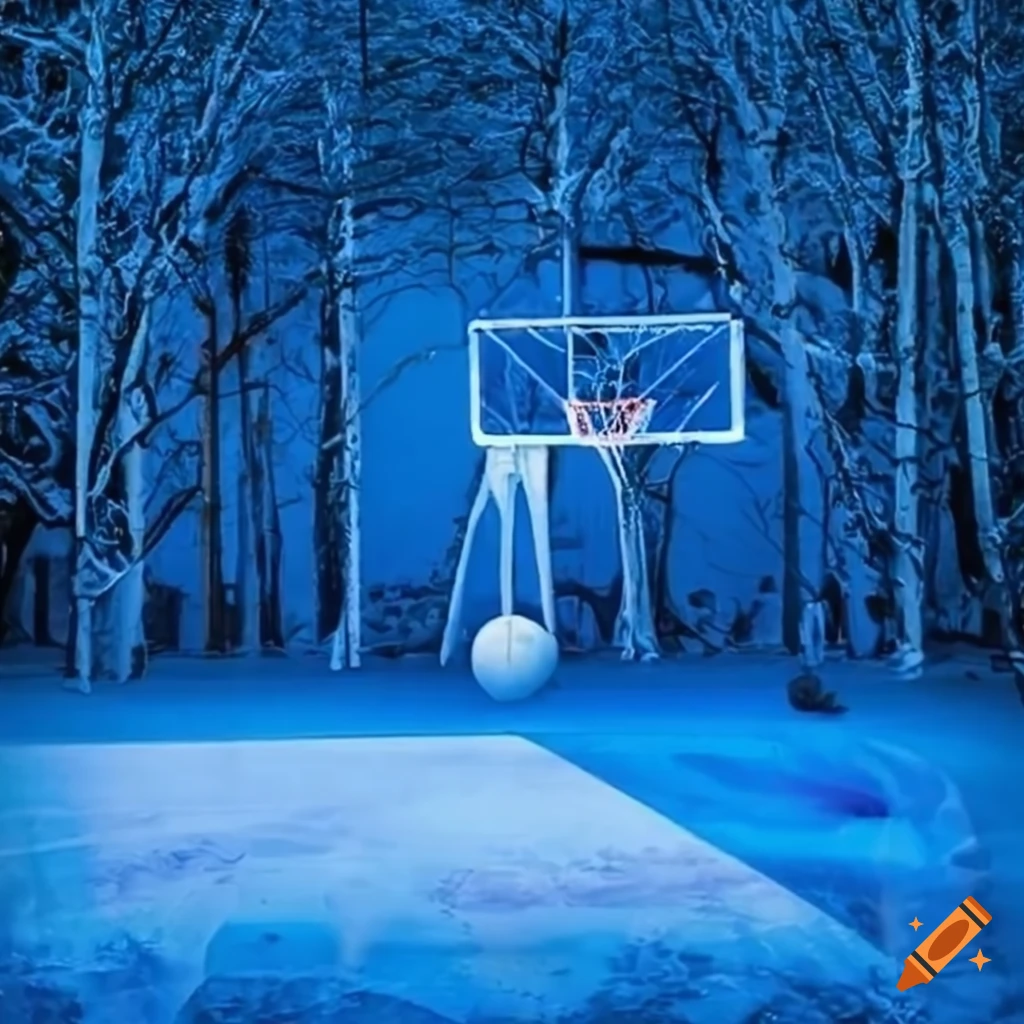 Frozen basketball court