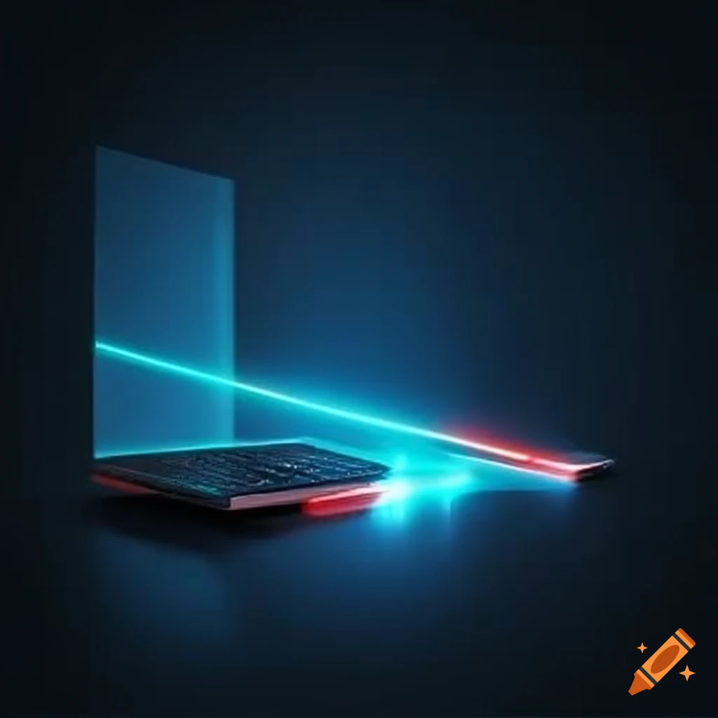 Futuristic laptop with laser technology on Craiyon