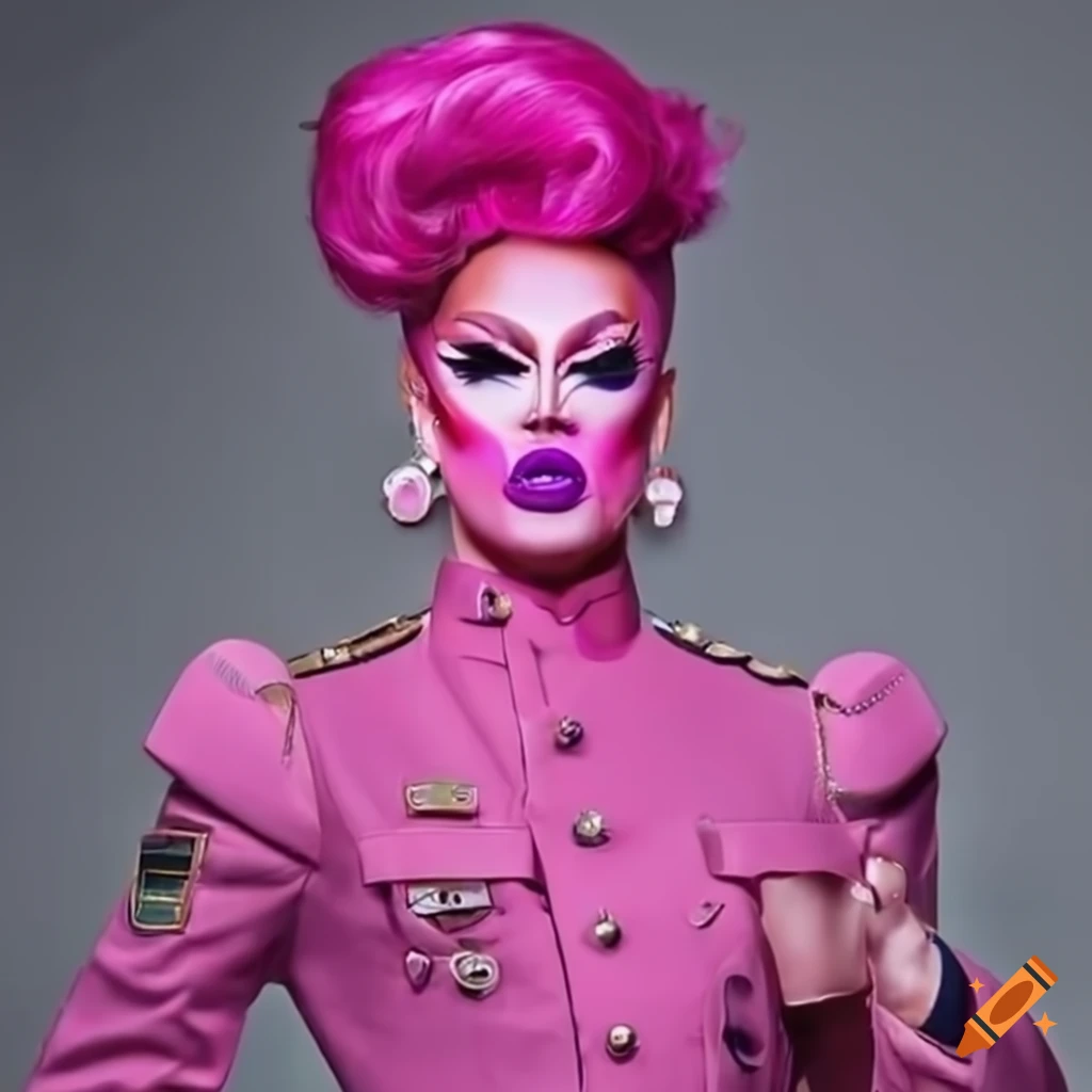 Drag queen posing with a croissant on Craiyon