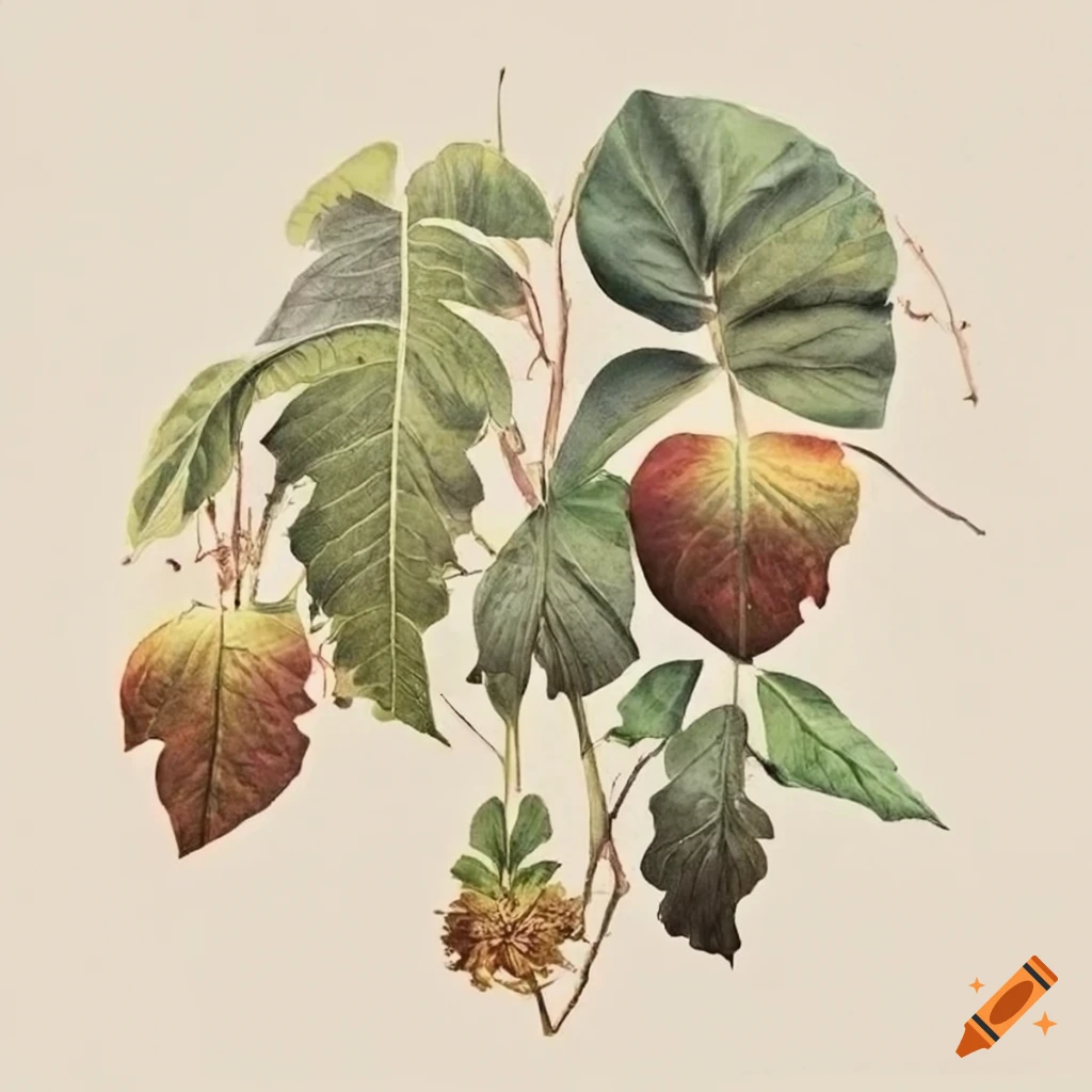 Stunning vintage botanical pressed plant artwork on Craiyon