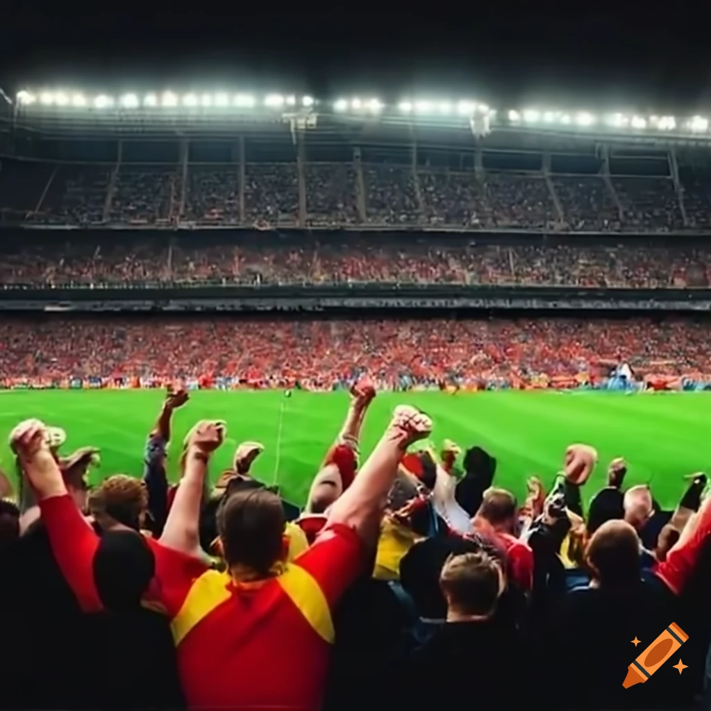 Crowded stadium at a rugby match on Craiyon