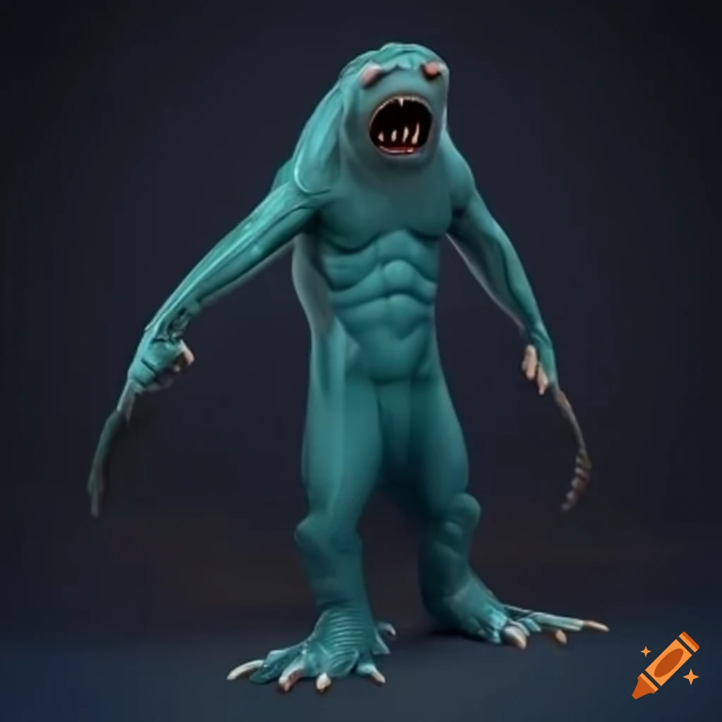 Illustration of steve harrington as a sea monster on Craiyon