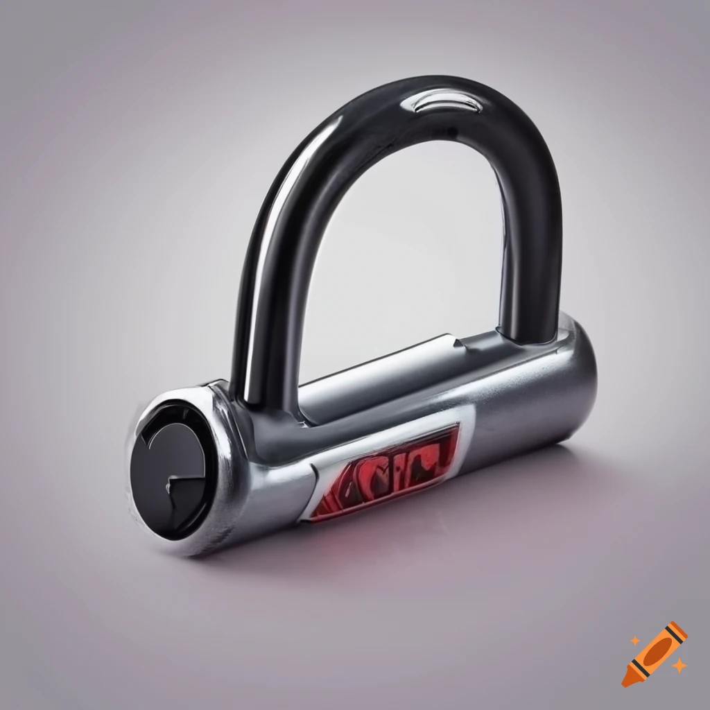 Silver u lock bike lock with high-tech features on Craiyon