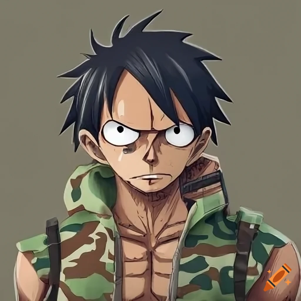 Cosplay of anime character luffy in military uniform on Craiyon